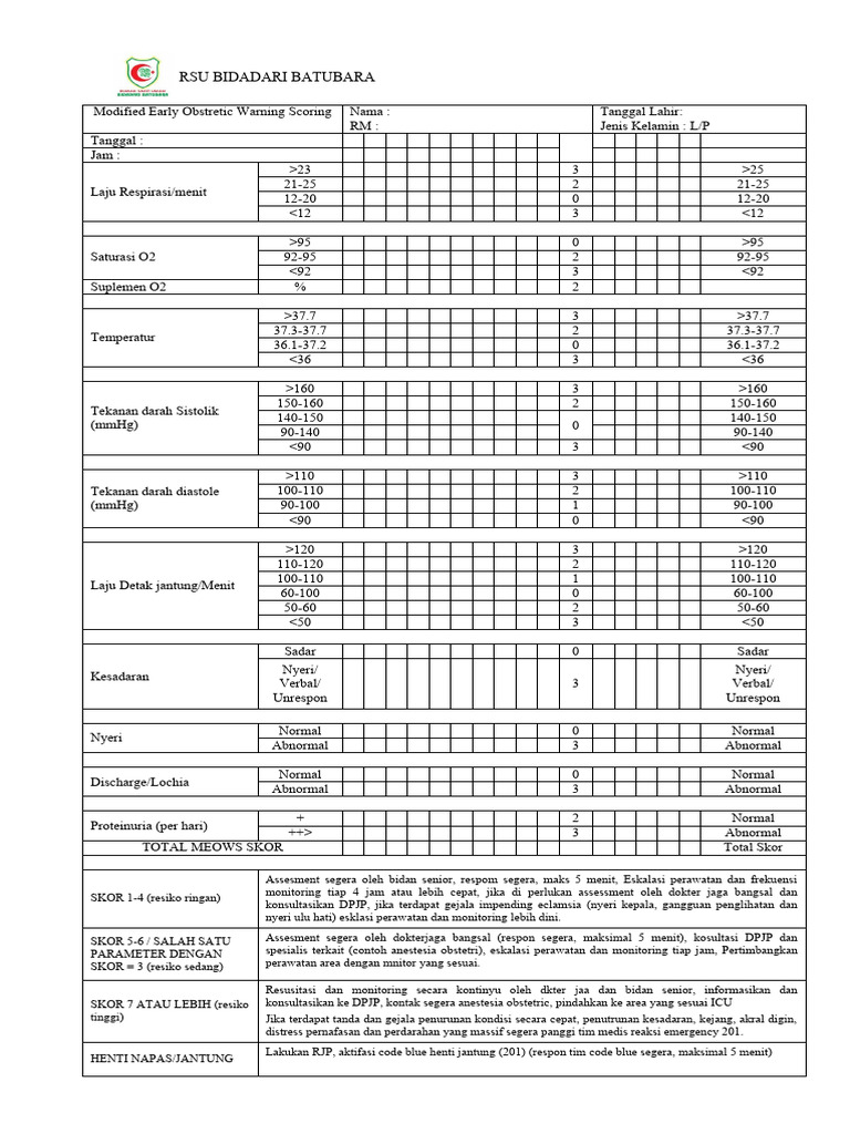 Modified Early Obstretic Warning Scoring | PDF