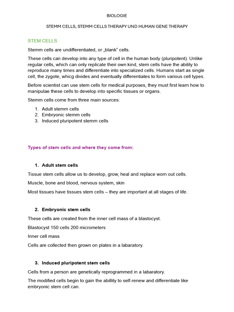 Bio Abschlussprüfung | Download Free PDF | Stem Cell | Embryonic Stem Cell
