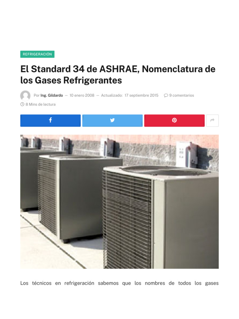 El Standard 34 de ASHRAE, Nomenclatura de Los Gases Refrigerantes ...