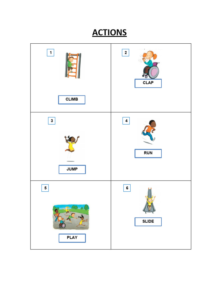 Actions Unit Let S Play Vocabulary | PDF