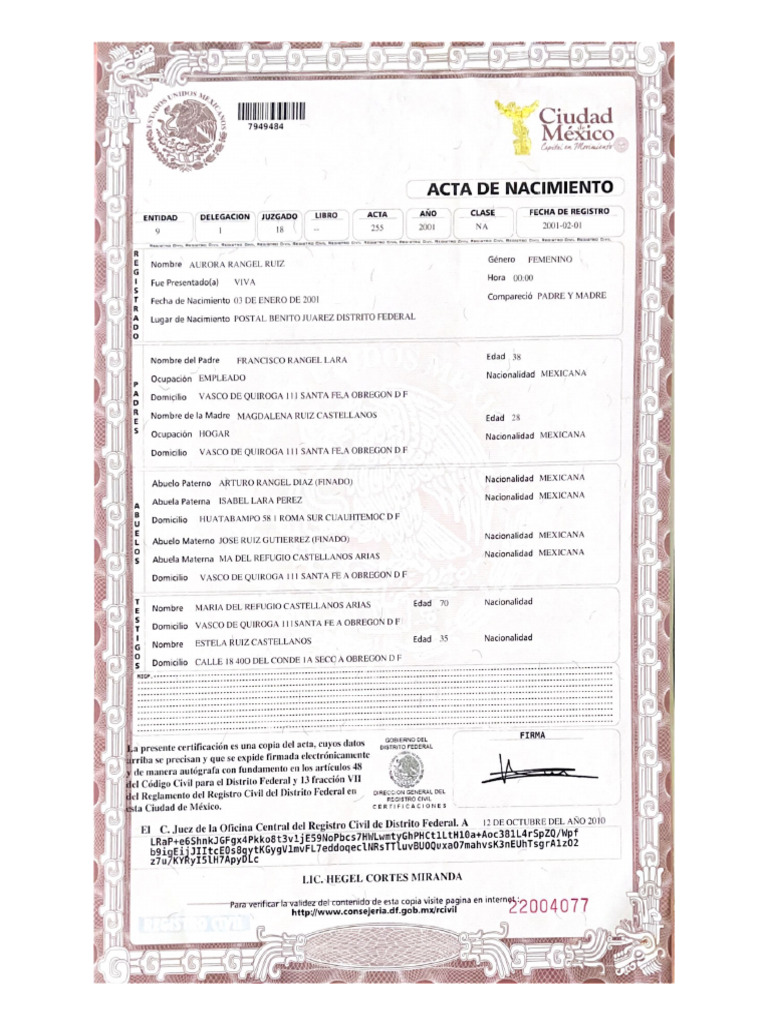 acta de nacimiento mexico 2 | PDF