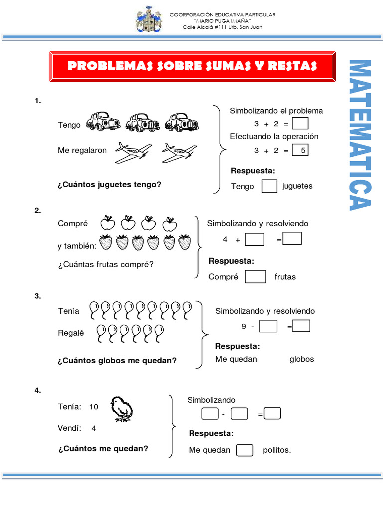 Problemas Sumas Restas | PDF