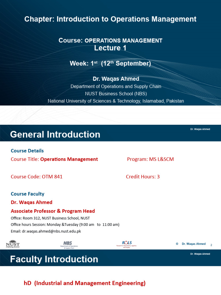 Lec 1 Introduction To Operations Management | PDF | Product (Business ...