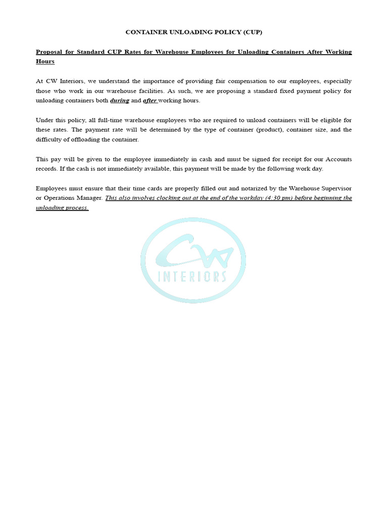 Container Unloading Policy | PDF | Business