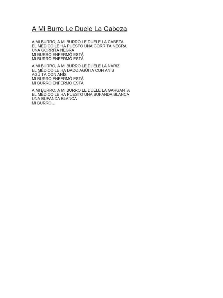 A Mi Burro Le Duele La Cabeza | PDF