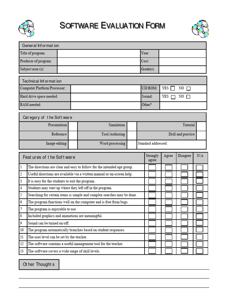 Software Evaluation Form | PDF