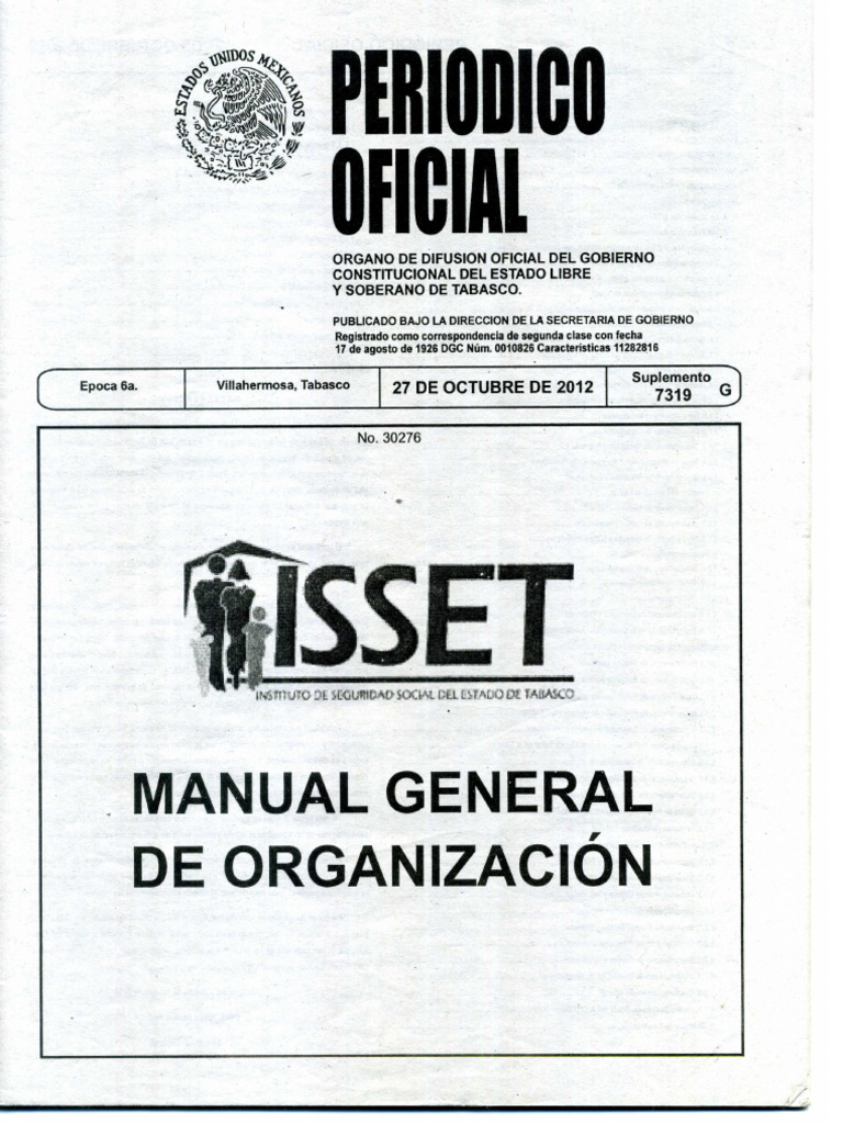 Manual General de Organización Del ISSET | PDF