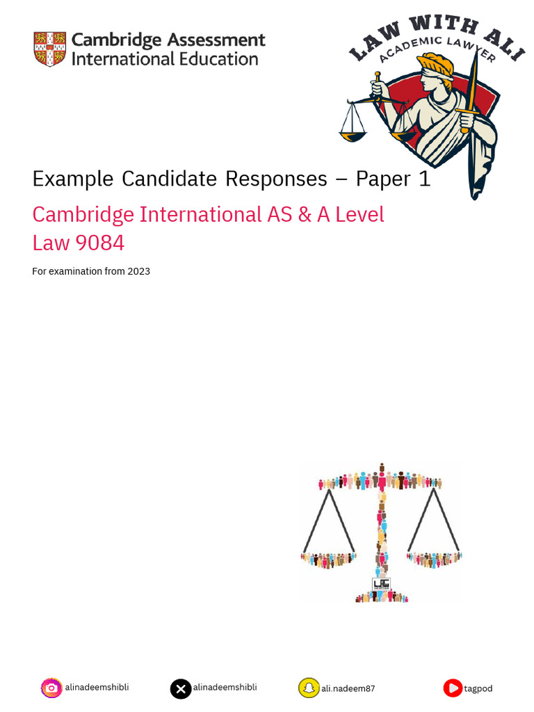 CAIE Law P1 2023 Anser BOOKLET SAMLE PDF | PDF