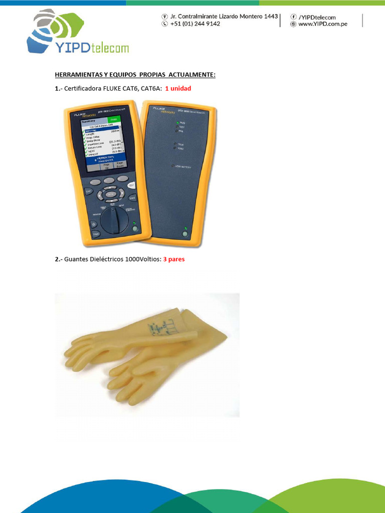 Herramientas, Equipos para Area Datacom-Access | PDF