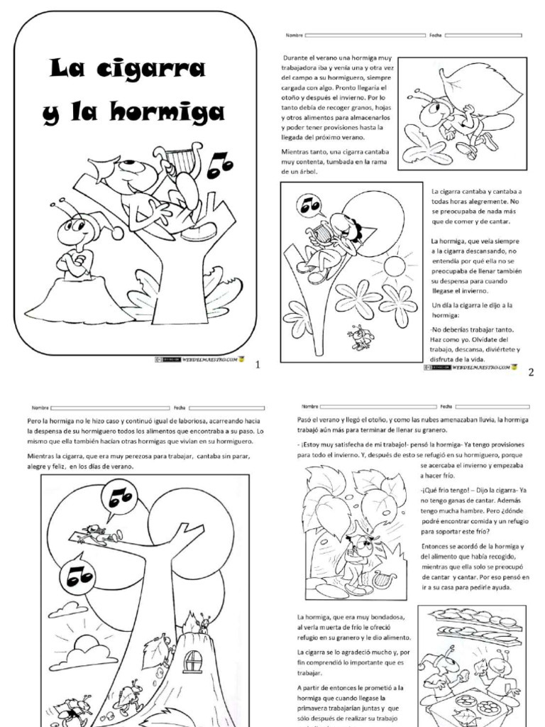 Cuento De La Hormiga Y La Cigarra Pdf