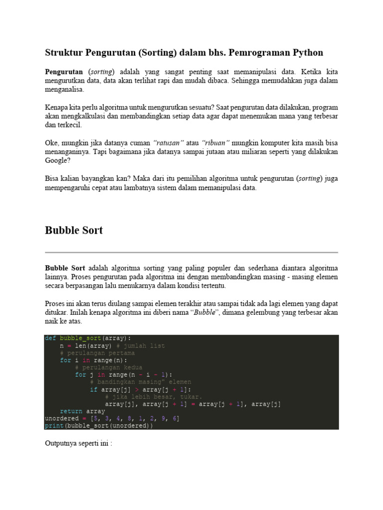 Materi Struktur Pengurutan (Sorting) | PDF