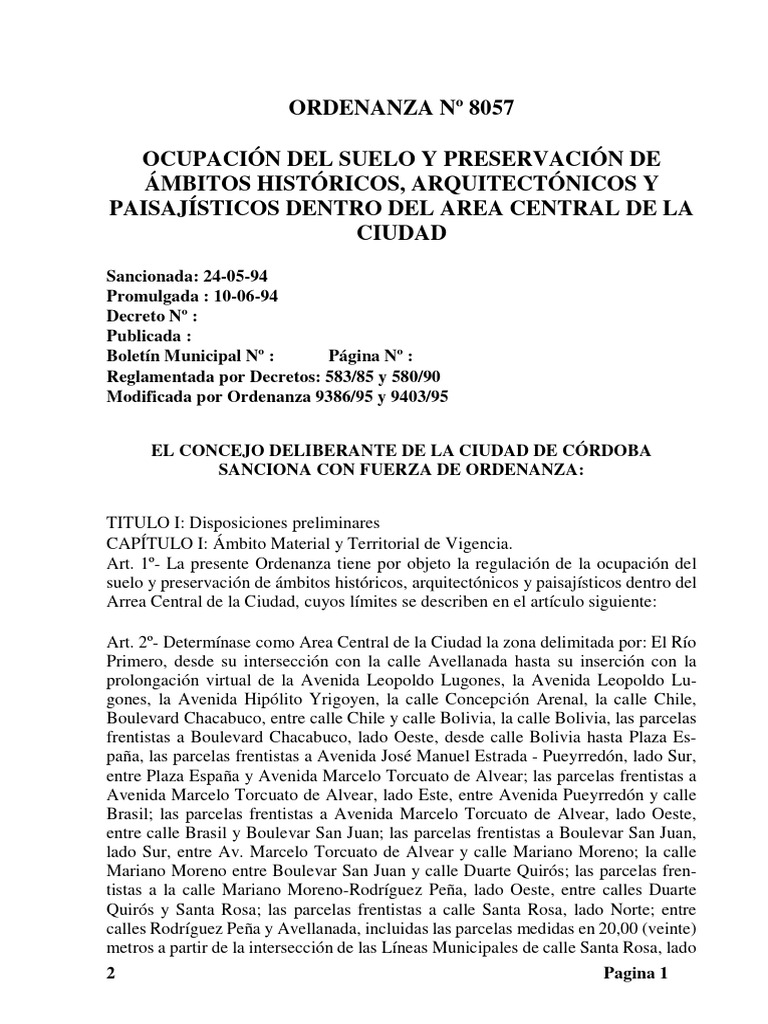 Ordenanza de Uso del Suelo en Córdoba | PDF | Calle | Planificación urbana