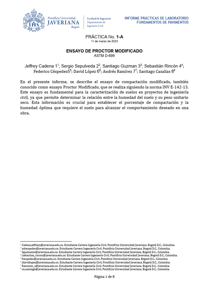 Proctor Modificado | PDF | Laboratorios | Densidad