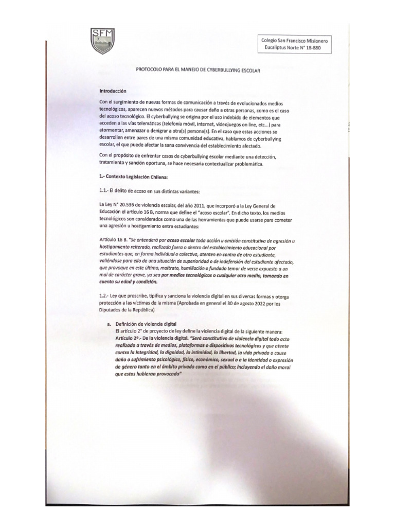 Protocolo Ciber Bullying-Sfm | PDF