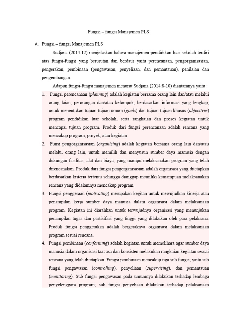 Fungs-Fungsi Manajemen PLS | PDF