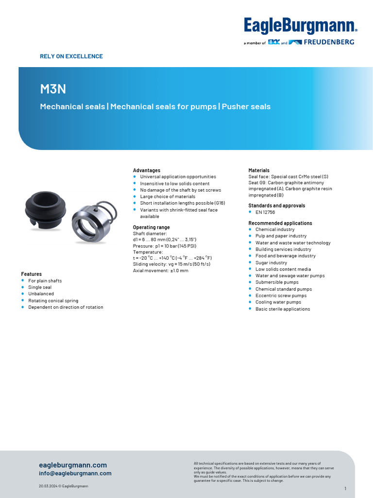 EagleBurgmann M3N EN | PDF | Pump | Water