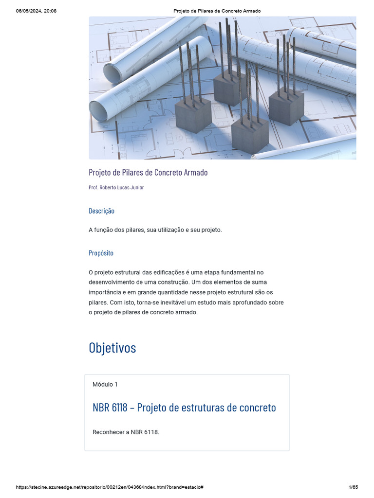 Tema 01-Projeto de Pilares de Concreeto Armado | PDF | Flexão (Física)