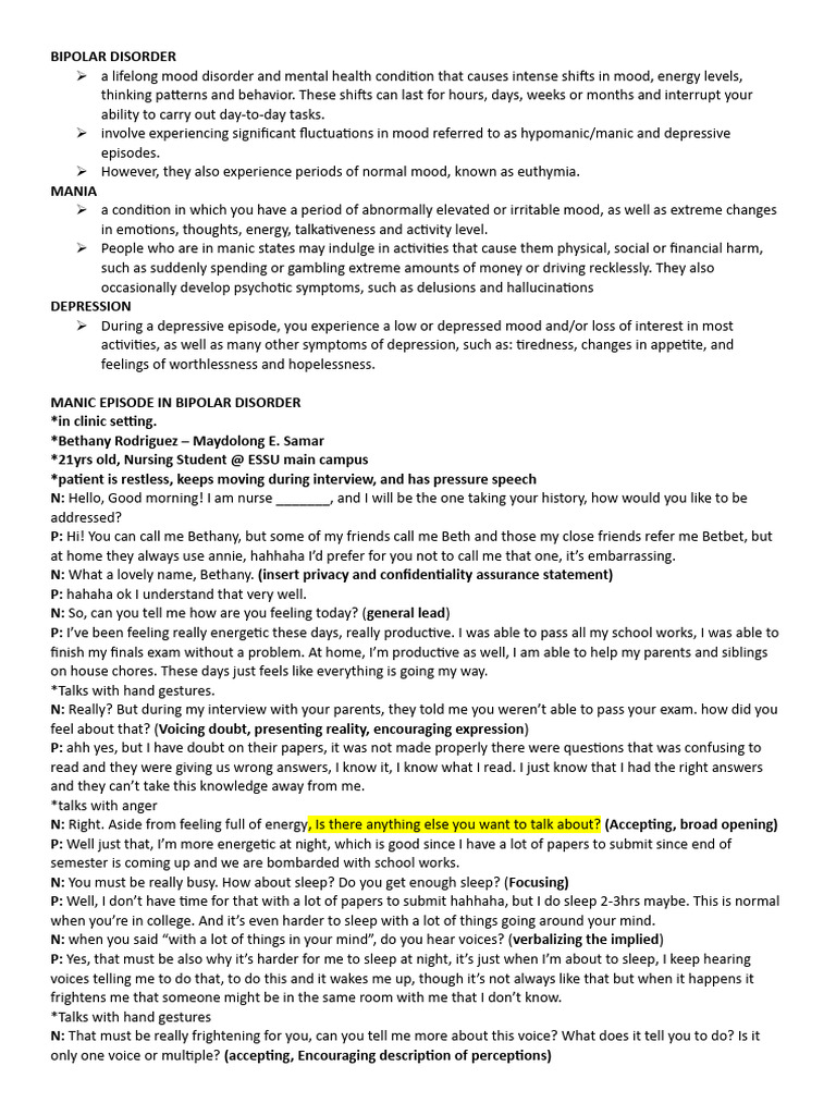 Understanding Bipolar Disorder Episodes | PDF | Mania | Mood Disorders