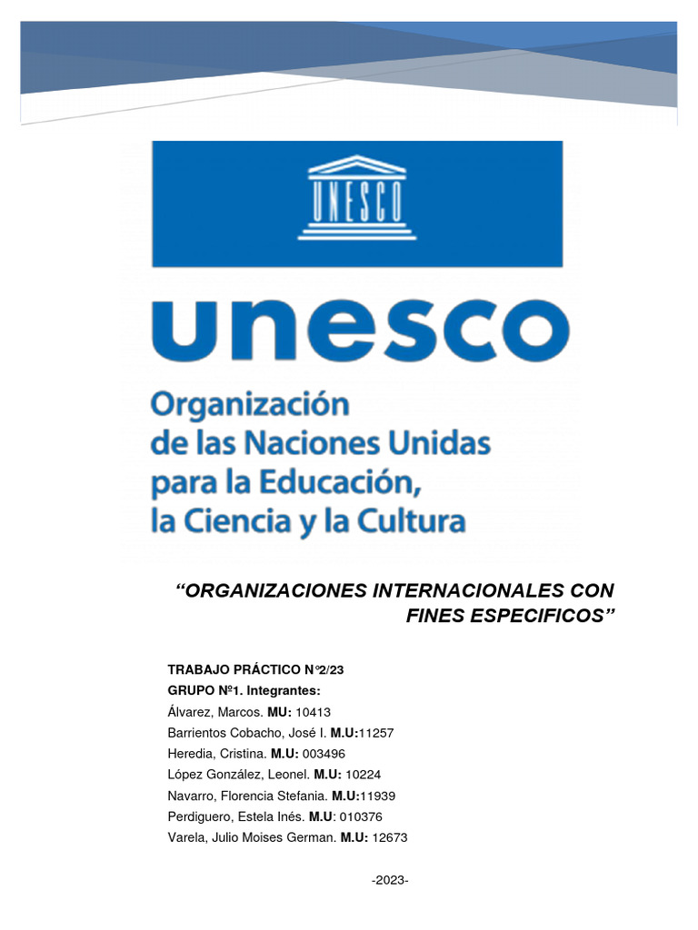 UNESCO Trabajo Definitivo | PDF | Unesco | Igualdad de género