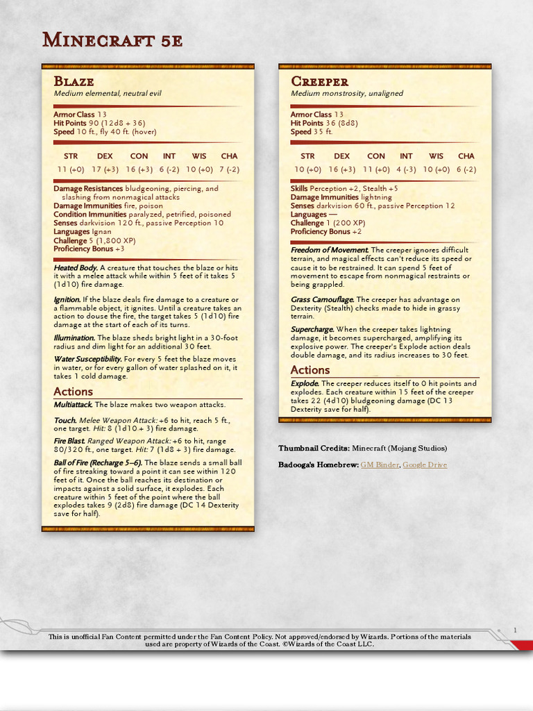 Minecraft 5e _ GM Binder | PDF