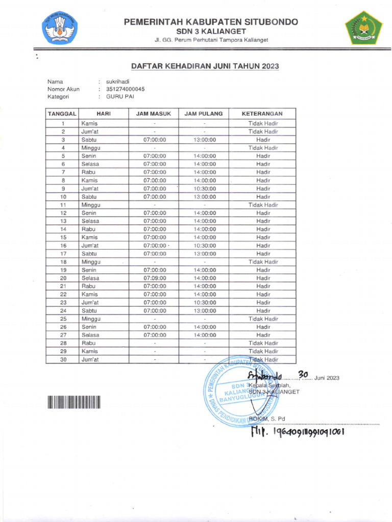 Absen Juni 2023 | PDF