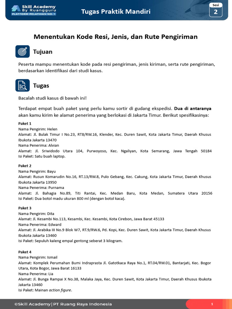 TPM 1 Menentukan Kode Resi, Jenis, Dan Rute | PDF