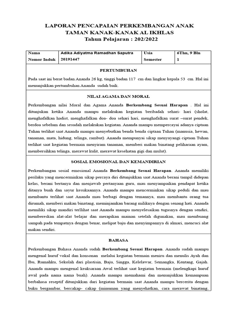 Contoh Raport | PDF