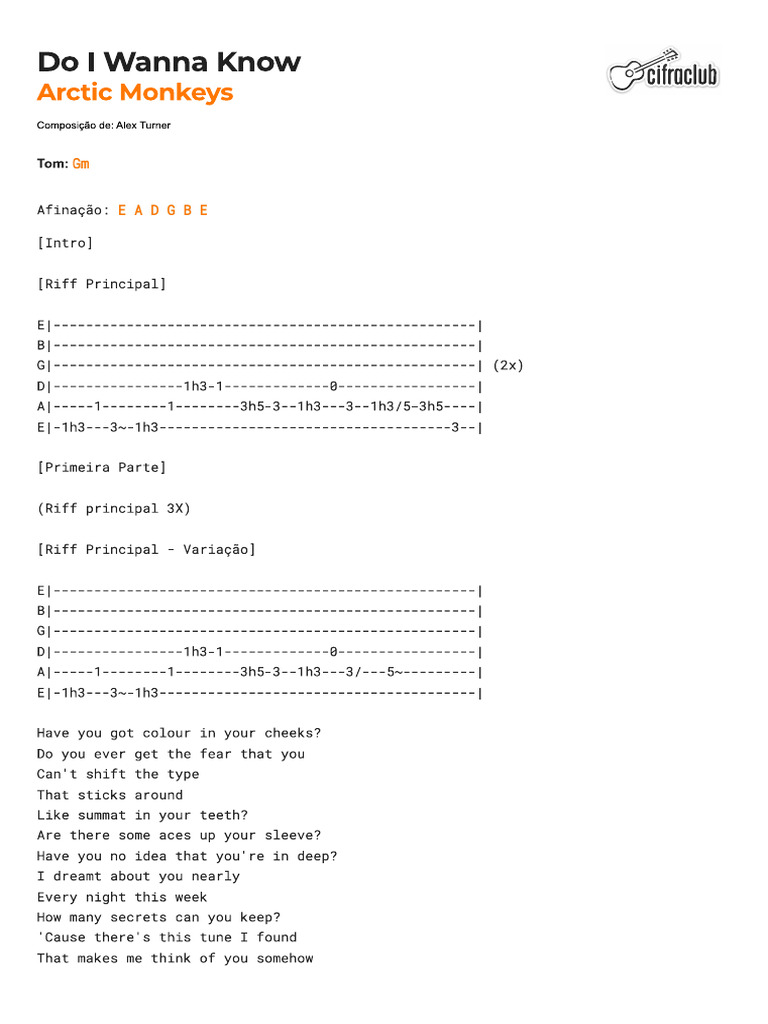 Do I Wanna Know Arctic Monkeys | PDF