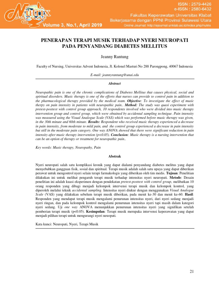 Terapi Musik untuk Nyeri Neuropati DM | PDF | Pengembangan Diri