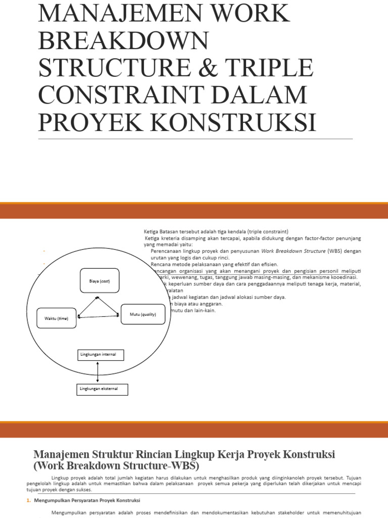 Manajemen Work Breakdown Structure & Triple Constraint Dalam | PDF