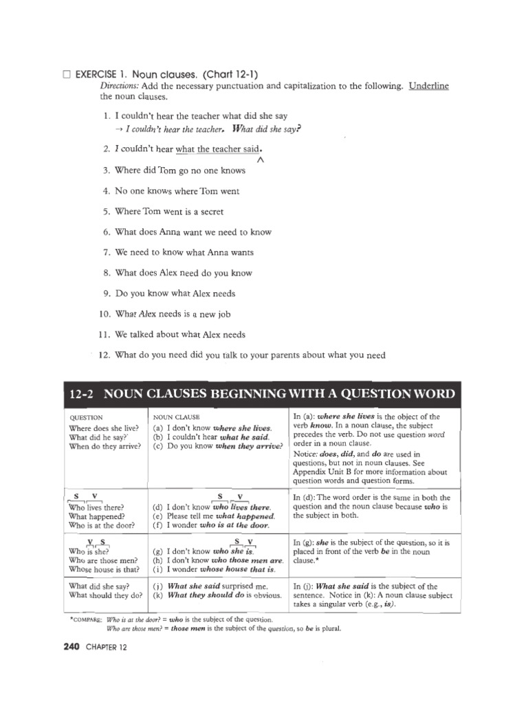 Noun Clauses-WH Words | PDF