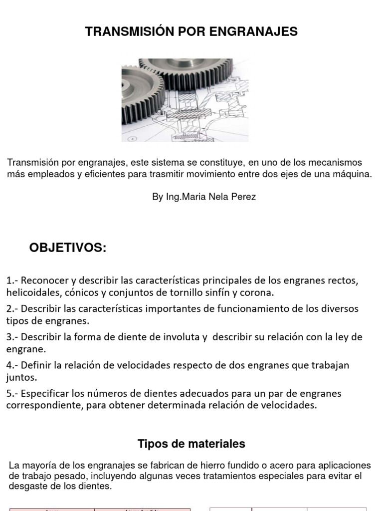 Transmisiones De Potencia Por Engranajes V2 Pdf Engranaje Máquinas