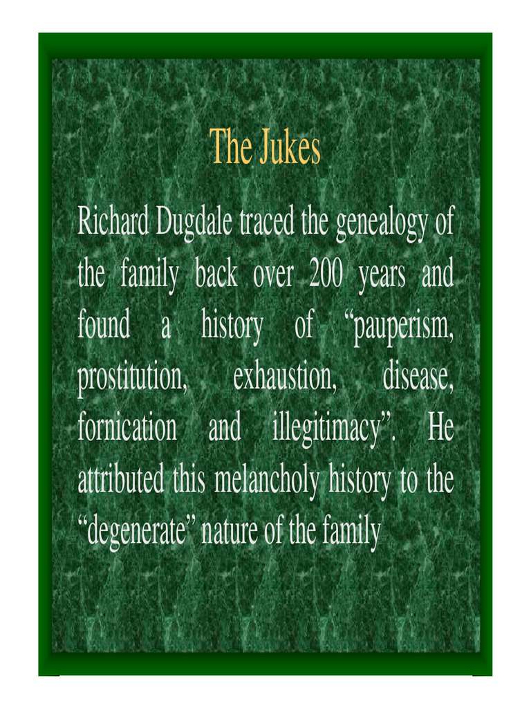 The Jukes Family: A Study of Degeneracy | PDF | Social Science