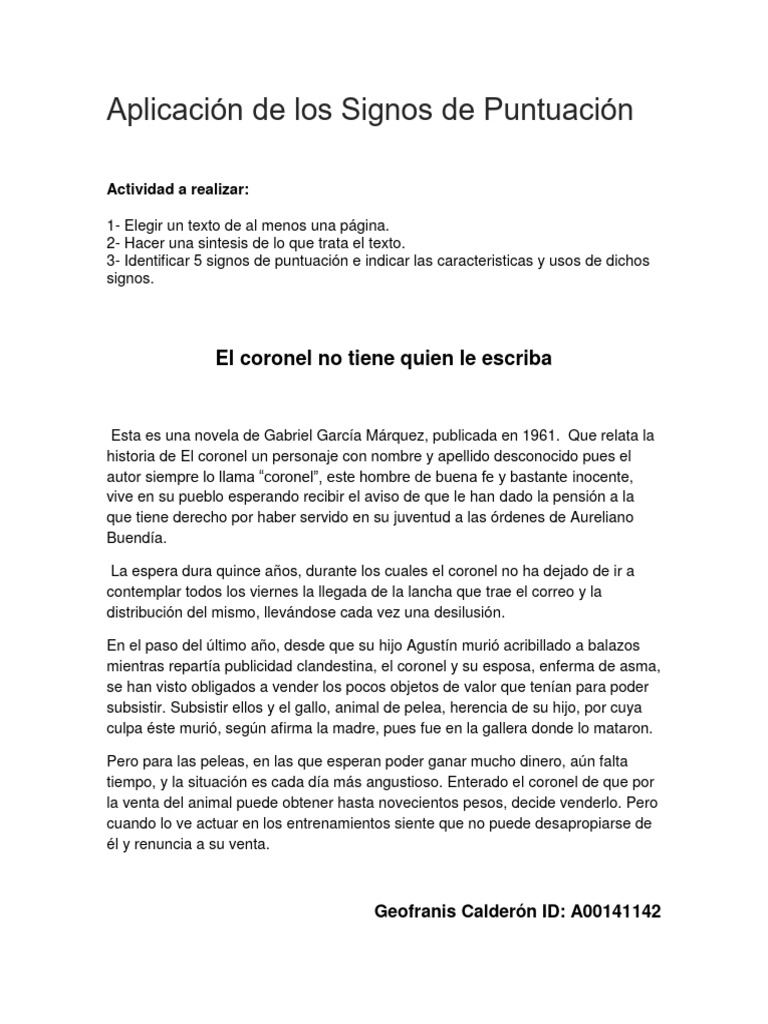 Calderon-Geofranis-Aplicación de los Signos de Puntuación | PDF
