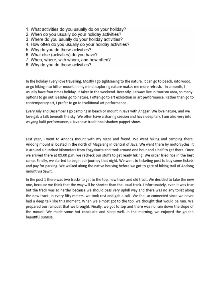 My Favorite Holiday Activity | PDF