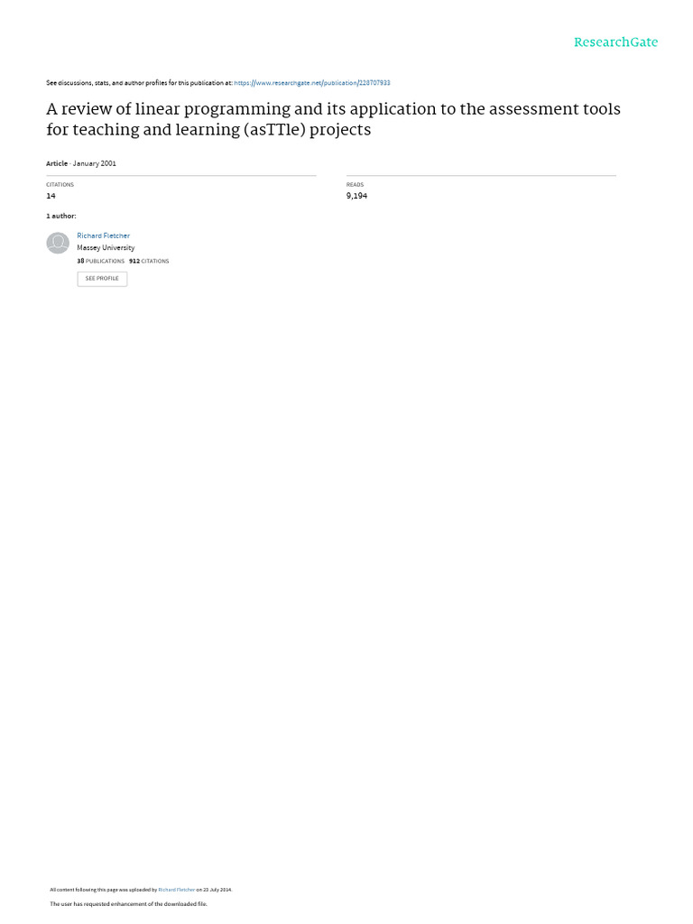 A Review of Linear Programming and Its Application | PDF | Mathematical ...