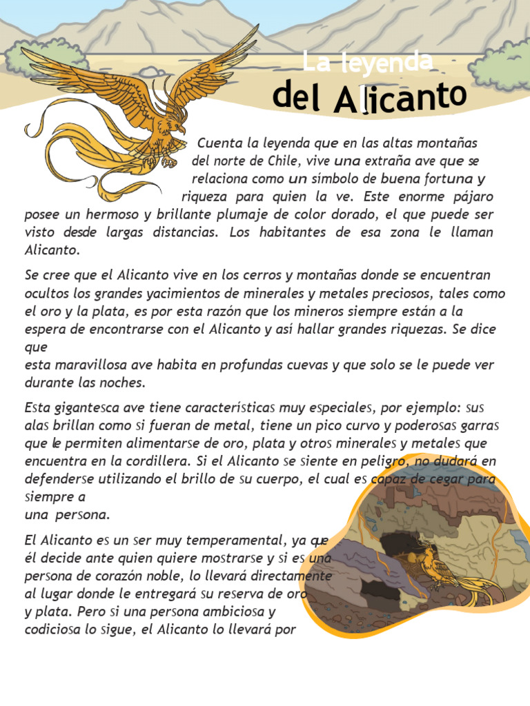Comprension de Lectura Leyenda Alicanto | PDF