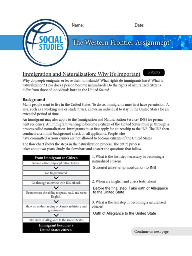 Social Studies, The Western Frontier Assignmente | Download Free PDF ...