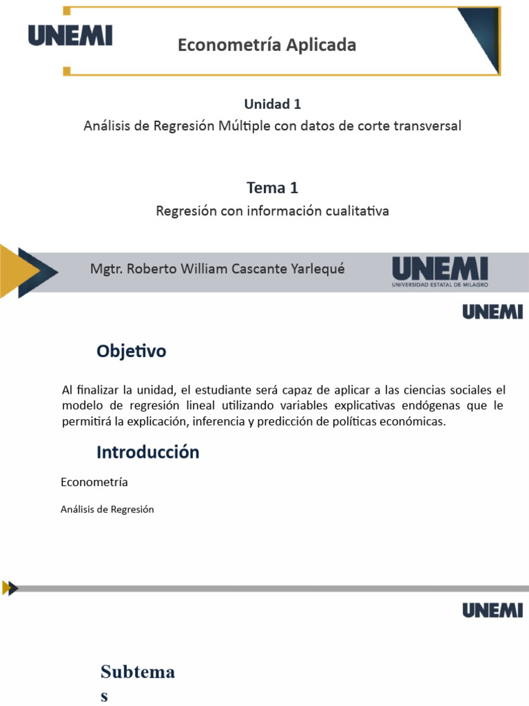archivodiapositiva_2022111323657 | Descargar gratis PDF | Análisis de regresión | Econometría