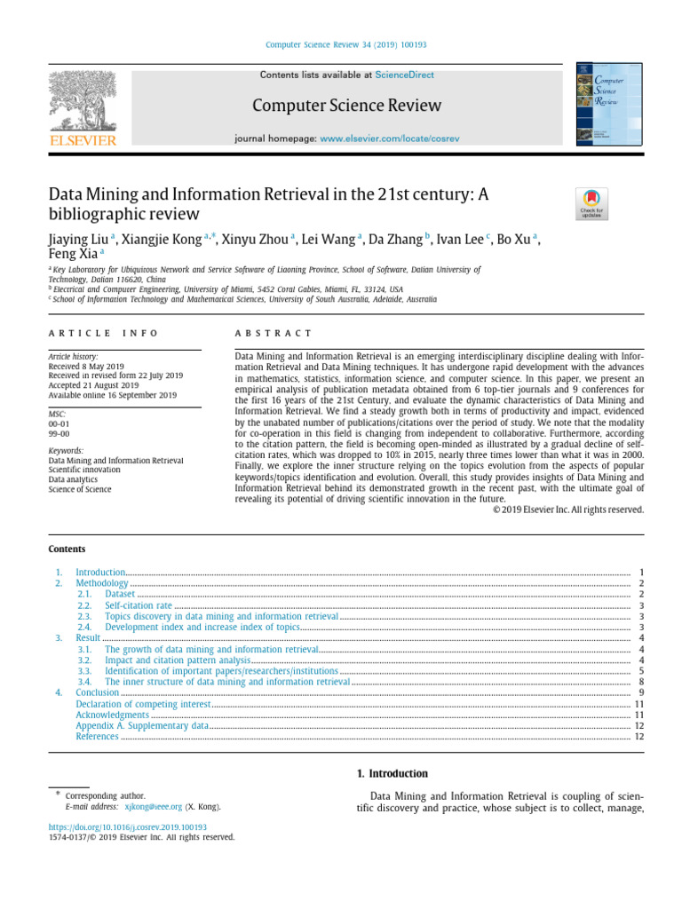 Data Mining and Information Retrieval in The 21st Century - A Bibliographic Review | PDF | Data ...