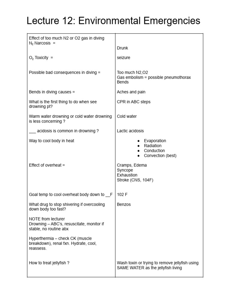 Environmental Emergencies Guide | PDF | Clinical Medicine | Medical ...
