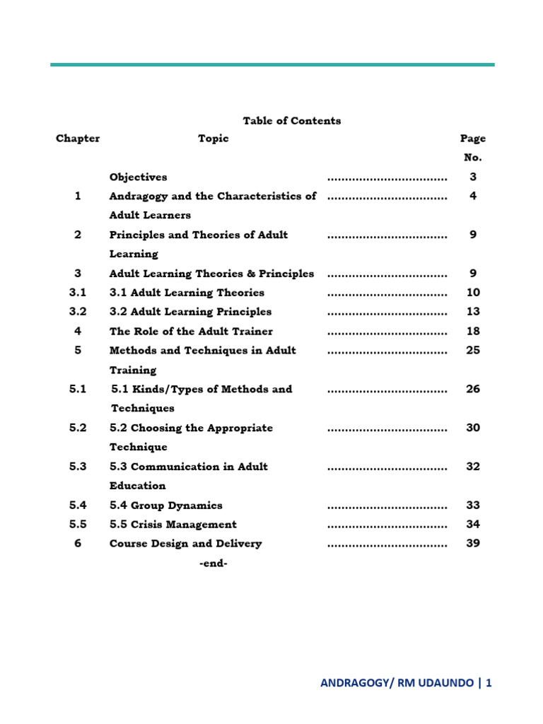 Principles of Andragogy in Adult Learning | PDF | Learning | Adult ...