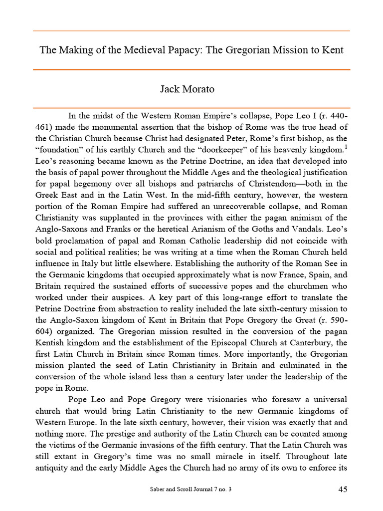 The Making of The Medieval Papacy The Gregorian Mission To Kent | PDF ...
