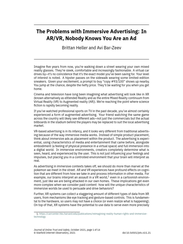 The Problems With Immersive Advertising | PDF | Augmented Reality ...