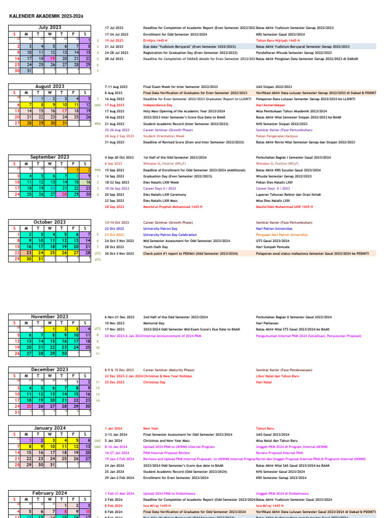 Academic Calendar 2023-2024 | PDF | Observances Set | Holidays