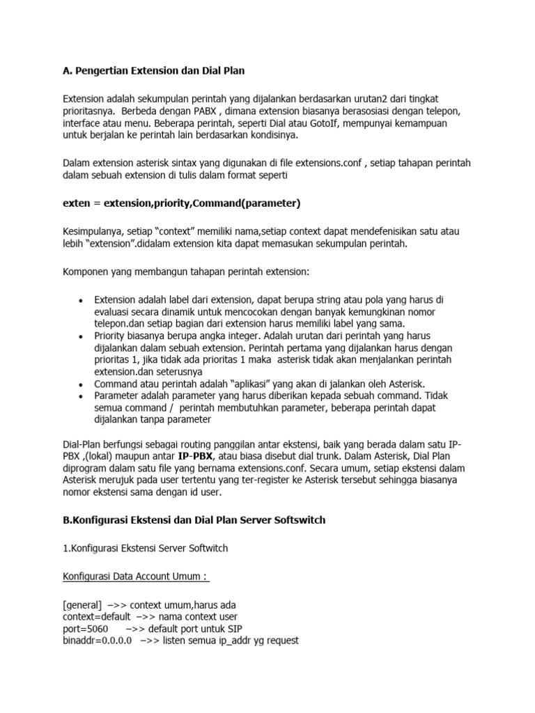 Konfigurasi Ekstensi dan Dial Plan VoIP | PDF