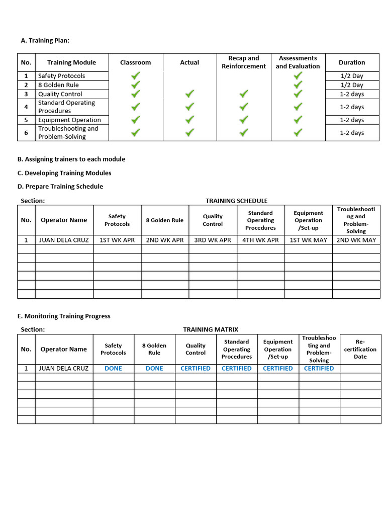 Training Plan | PDF | Troubleshooting | Cognition