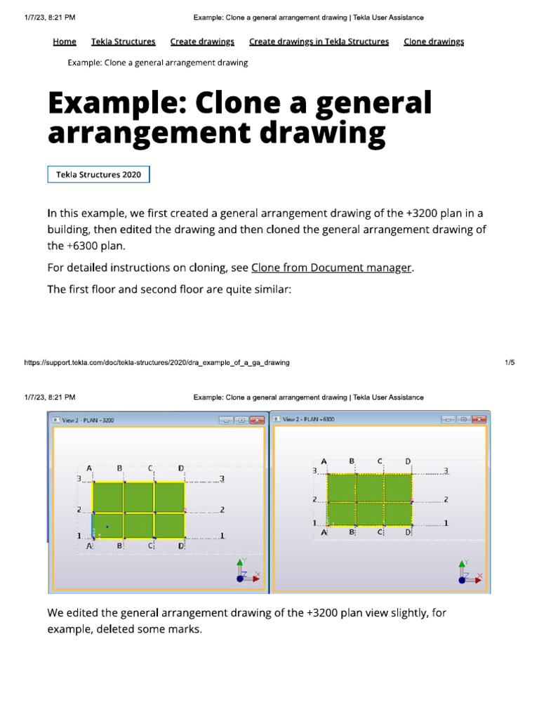 Example - Clone A General Arrangement Drawing - Tekla User Assistance | PDF