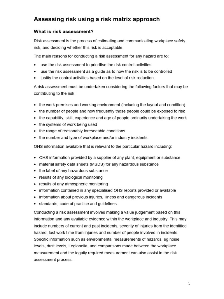 Risk Matrix Approach | PDF | Risk | Occupational Safety And Health
