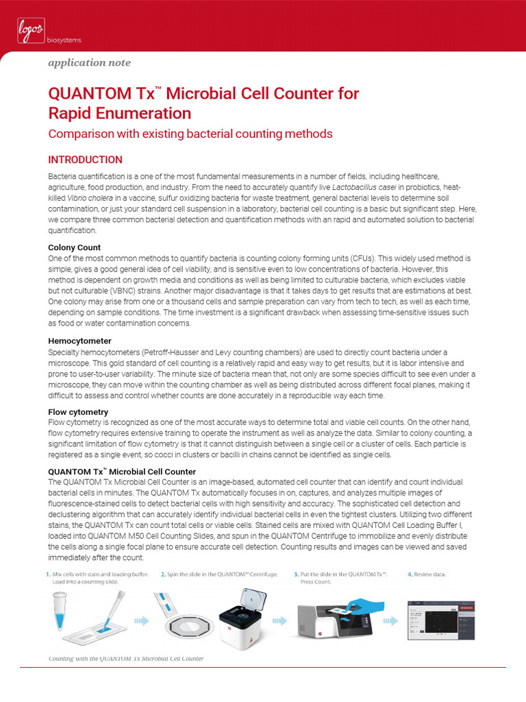 Application Note QUANTOM TX Microbial Cell Counter For Rapid ...